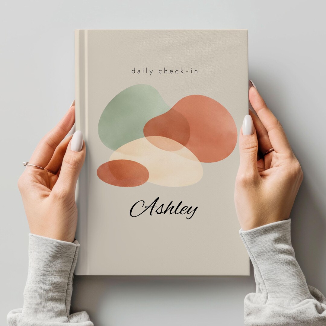 Personalized Daily Check-in Journal, Minimalist Abstract Notebook ...
