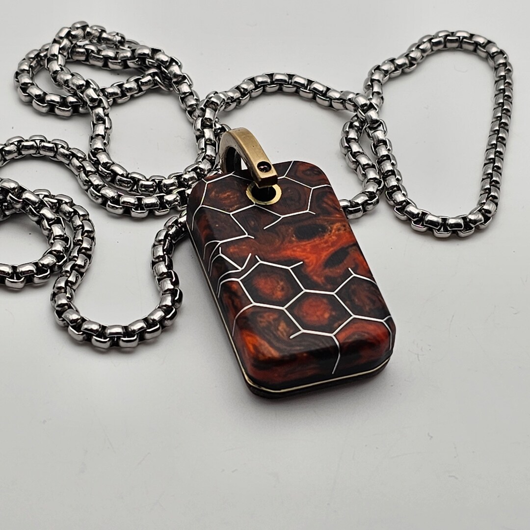 Magma Resin Armor Brass Pendant Dangle Necklace EDC - Etsy