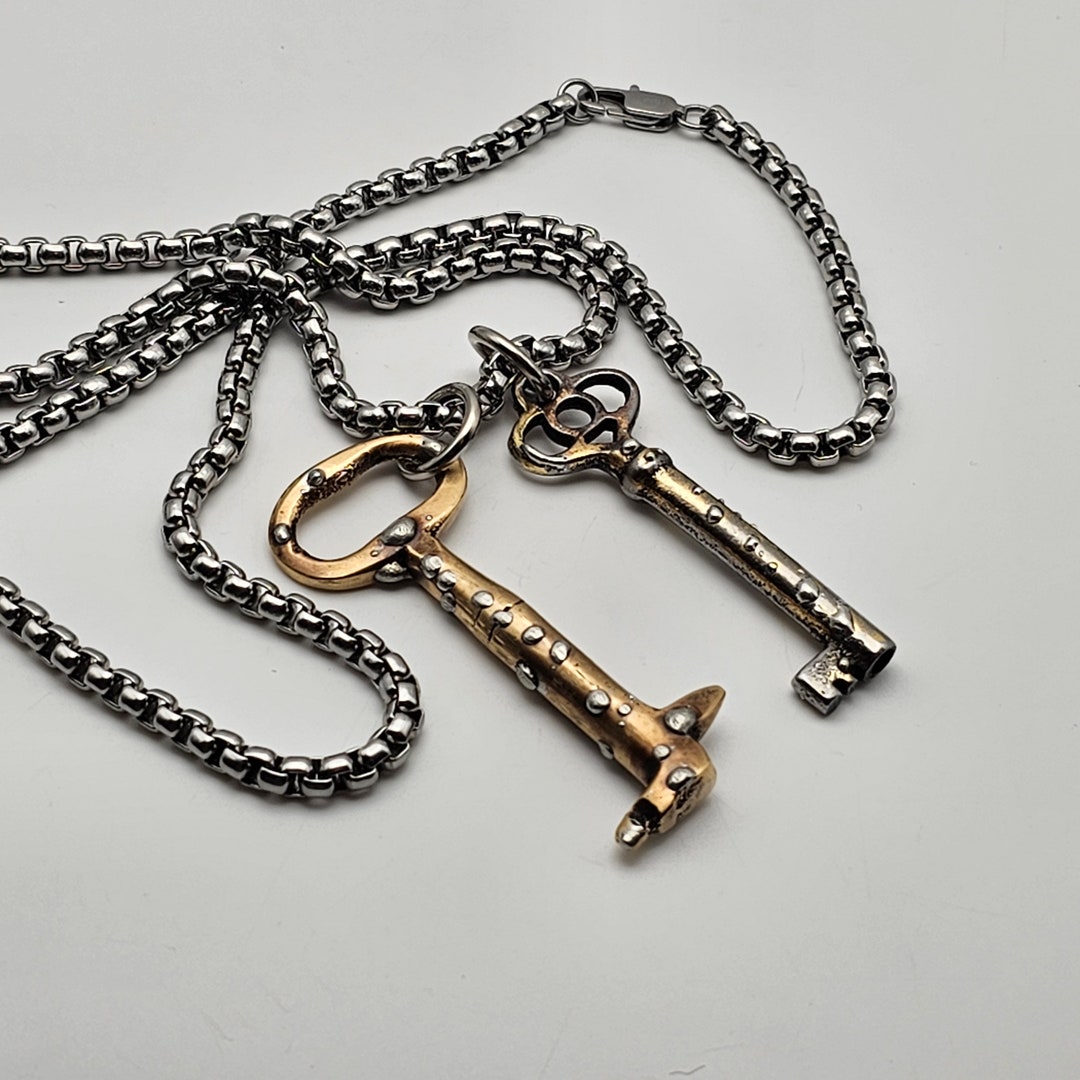 Skeleton Key Pendant Necklace EDC - Etsy