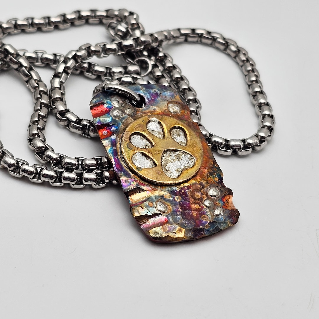 New!! Bronze Copper Paw Print Pendant Dangle Necklace EDC - Etsy