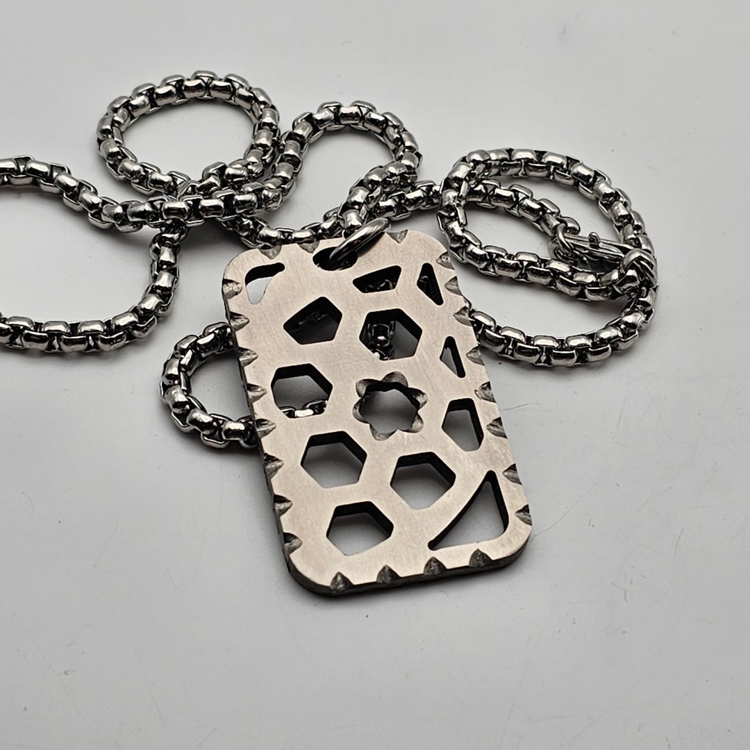 Polished Titanium Rock Cut ISO Grid Pendant Dangle Necklace - Etsy Israel