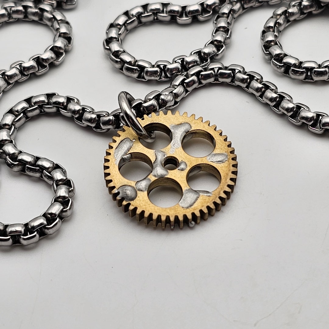 Solder Splatter Brass Gear Pendant Dangle Necklace EDC - Etsy