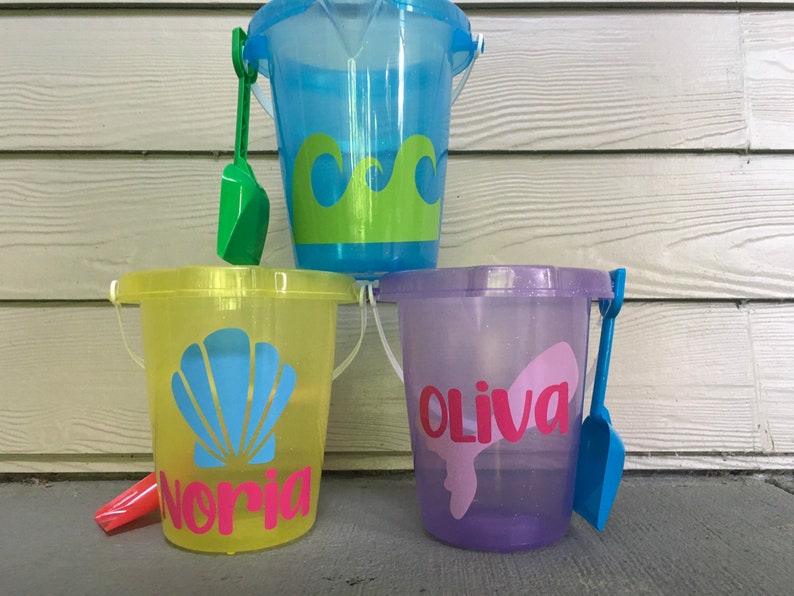 Name and Initial Sand Bucket for Kids Sand Pail With Name - Etsy