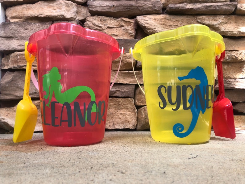 Name and Initial Sand Bucket for Kids Sand Pail With Name - Etsy