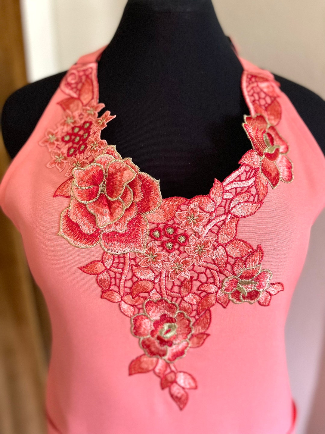 SALE Shades of Apricot & Gold on Salmon Apron - Etsy Singapore