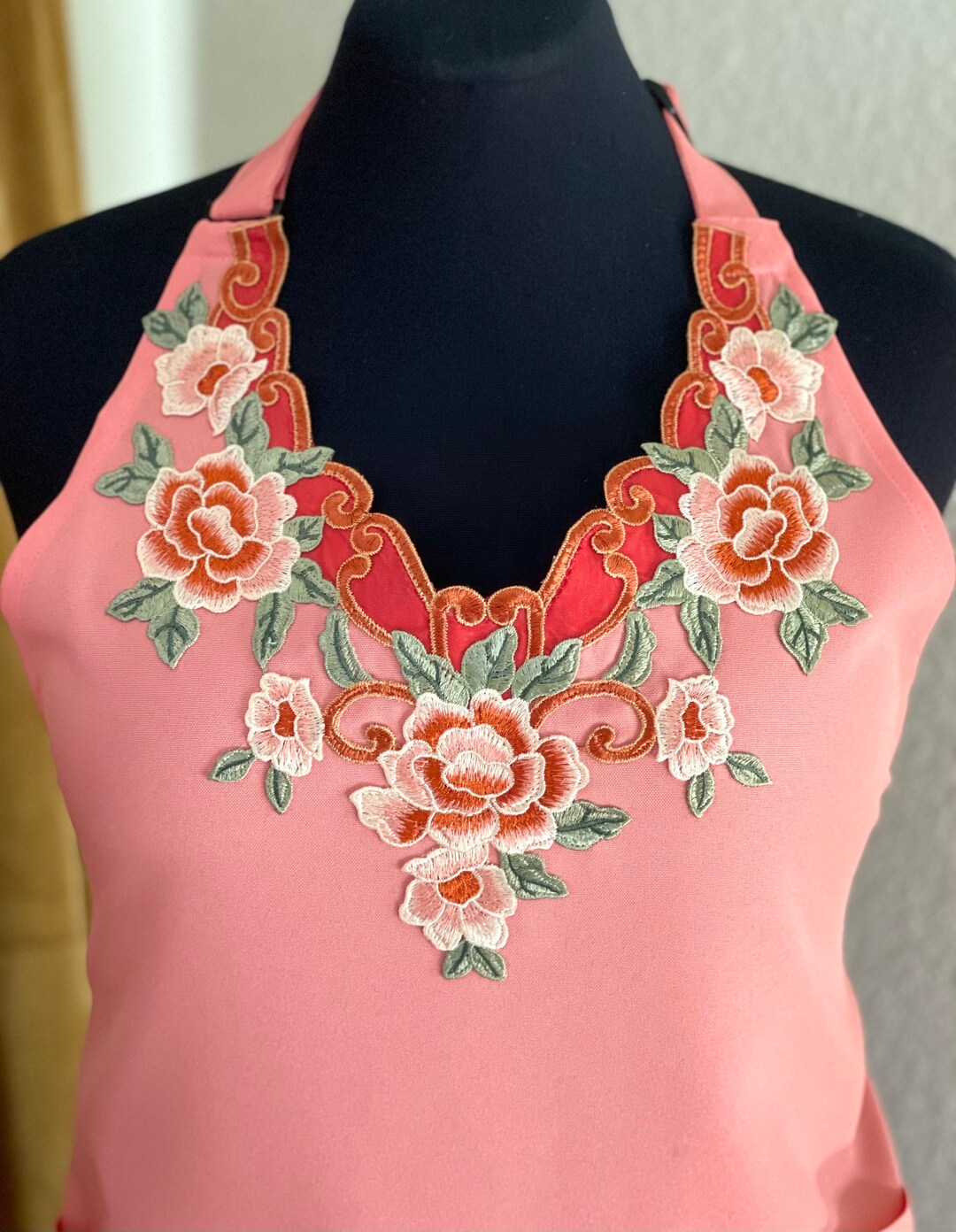 SALE Shades of Orange and Apricot on Salmon Colored Apron - Etsy UK