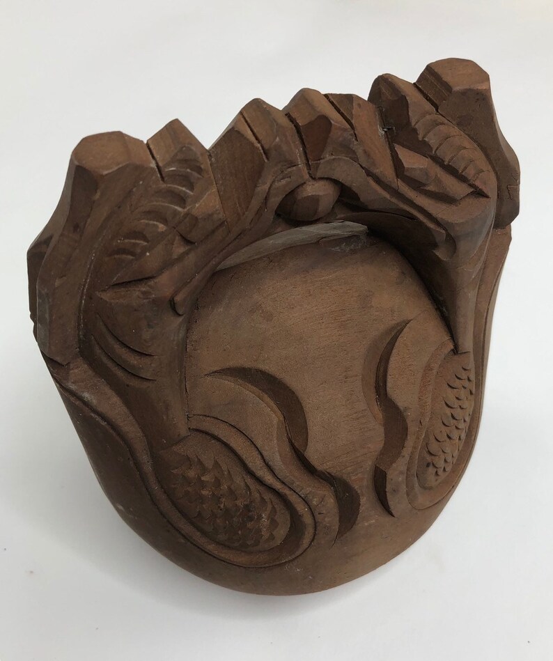 Mokugyu Wooden Fish Drum Antique Japanese Buddhist Carved Chanting ...