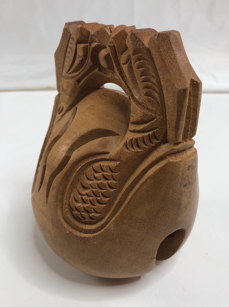 Mokugyu Wooden Fish Drum Antique Japanese Buddhist Carved Chanting ...