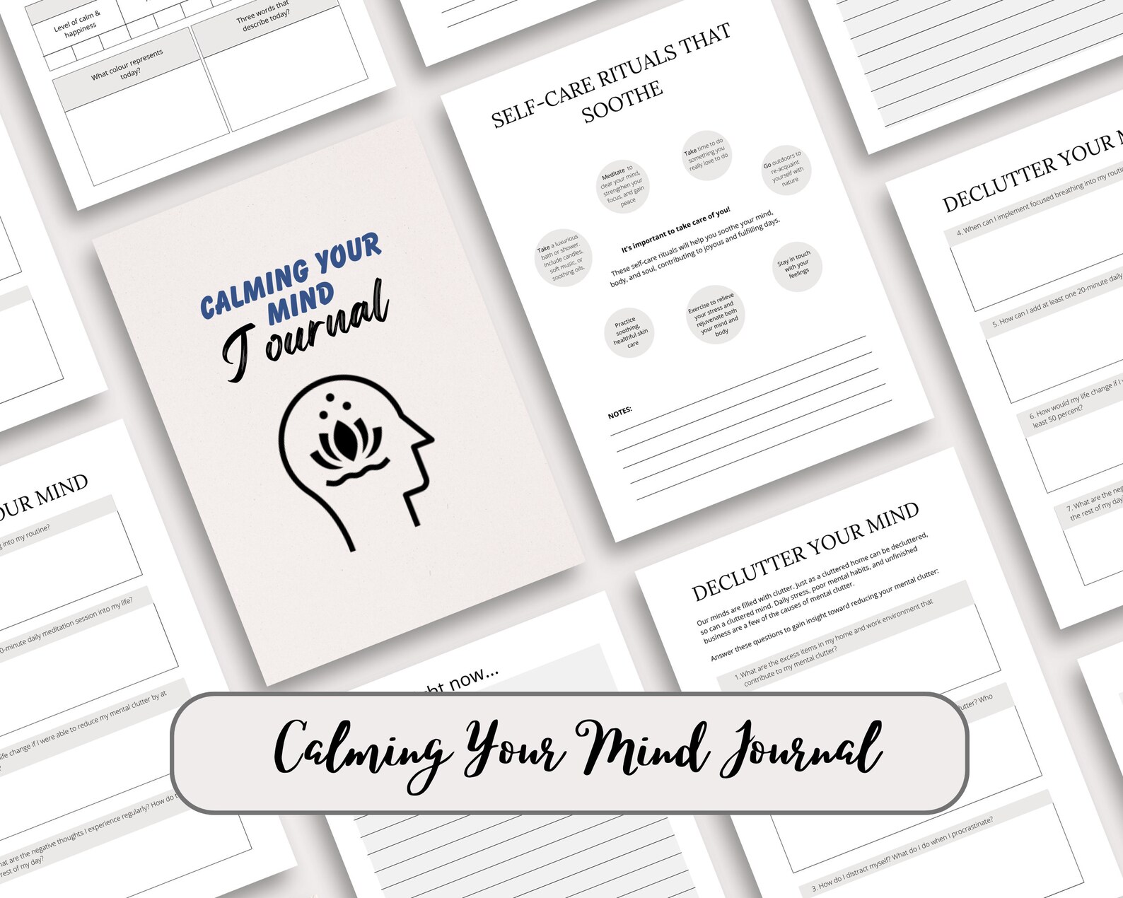 Calming Your Mind Journal, Mindfulness Planner, Self-care Diary, Mental ...