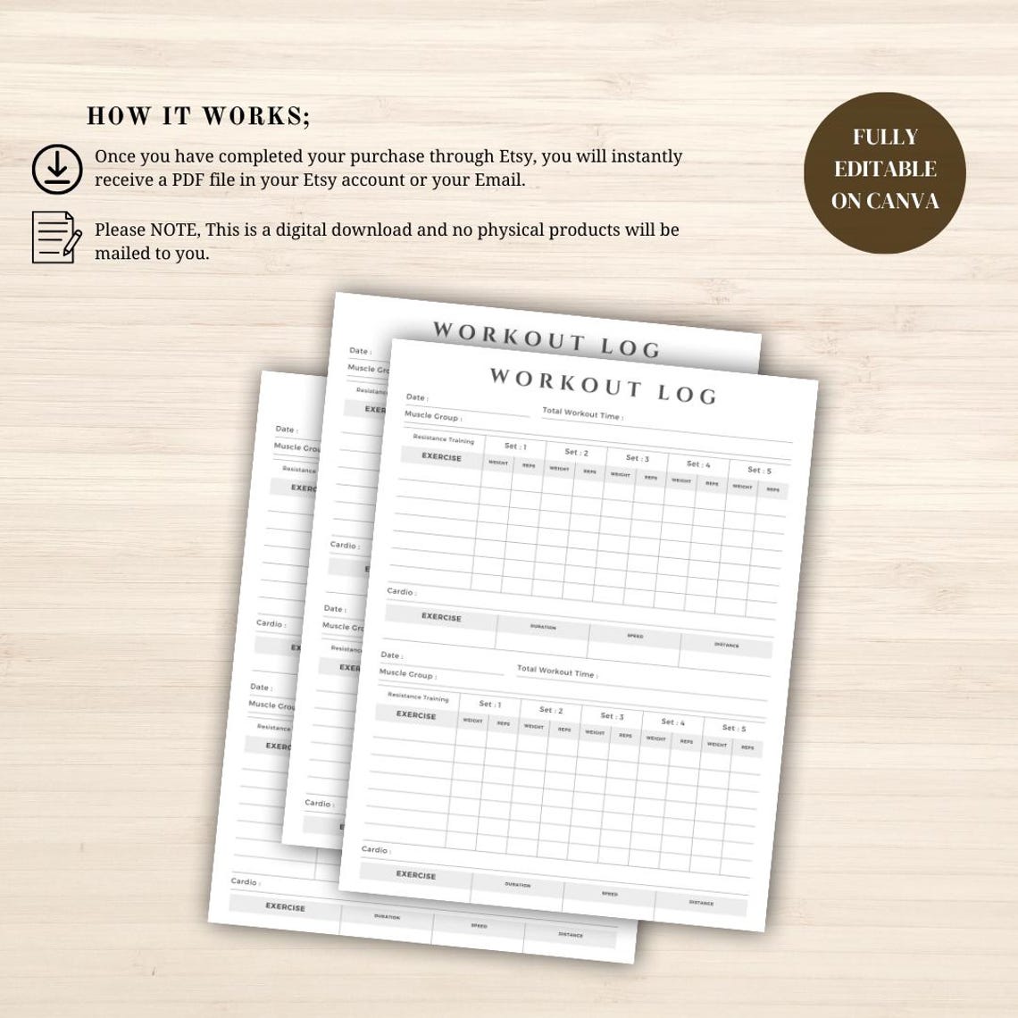 Workout Log Book, Fitness Tracker Journal, Exercise Planner, Gym Log ...