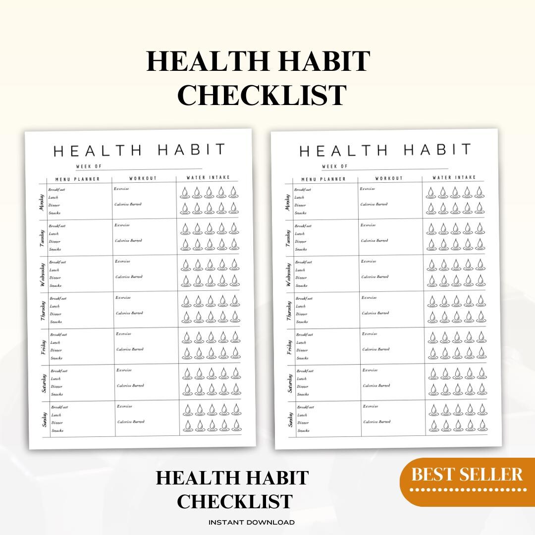Wellness Planner: Health Habit Tracker Journal (digital Download) - Etsy