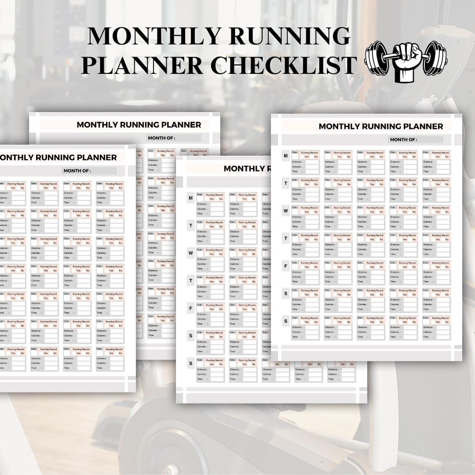 Monthly Running Planner: Weekly Exercise Tracker (digital Download) - Etsy