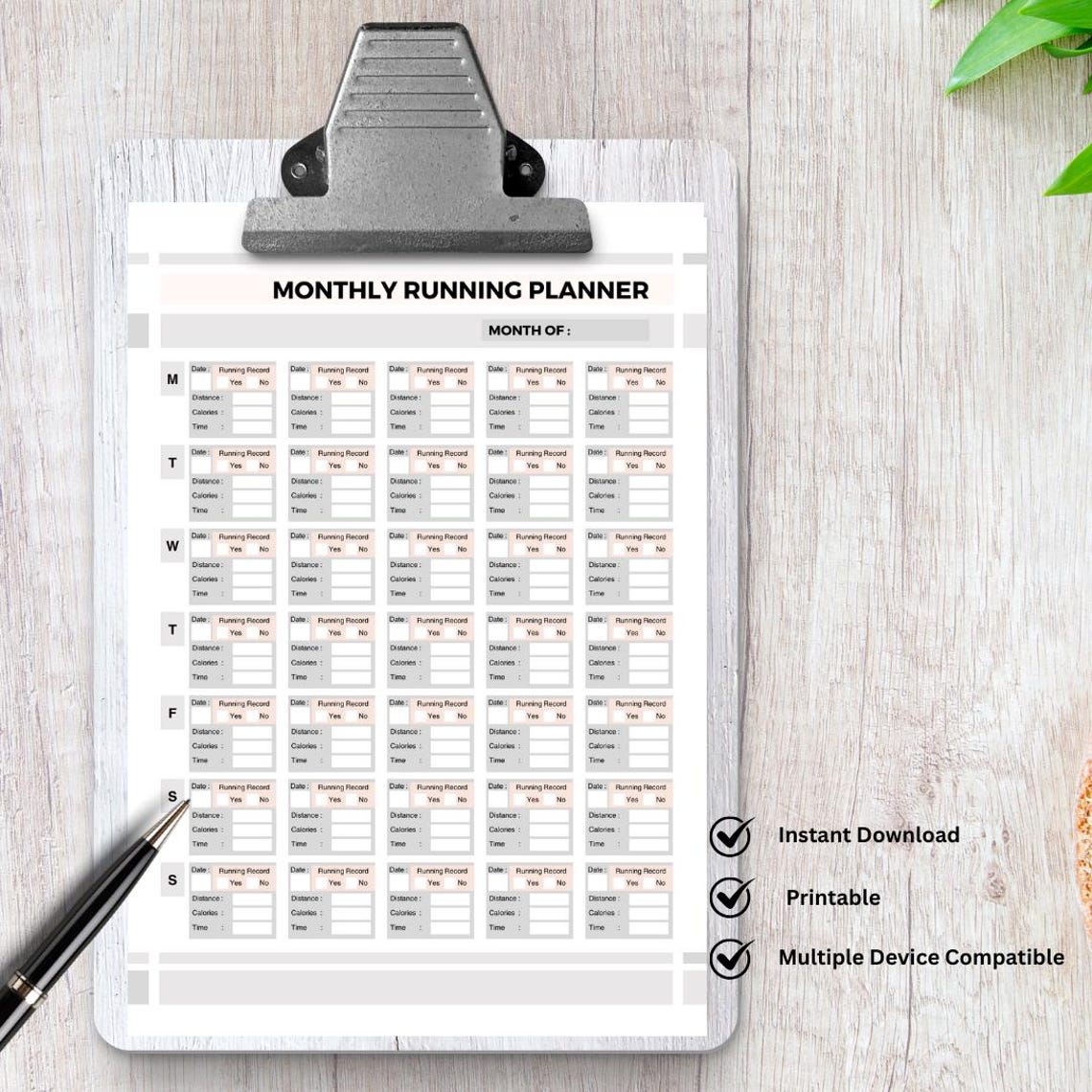 Monthly Running Planner: Weekly Exercise Tracker (digital Download) - Etsy