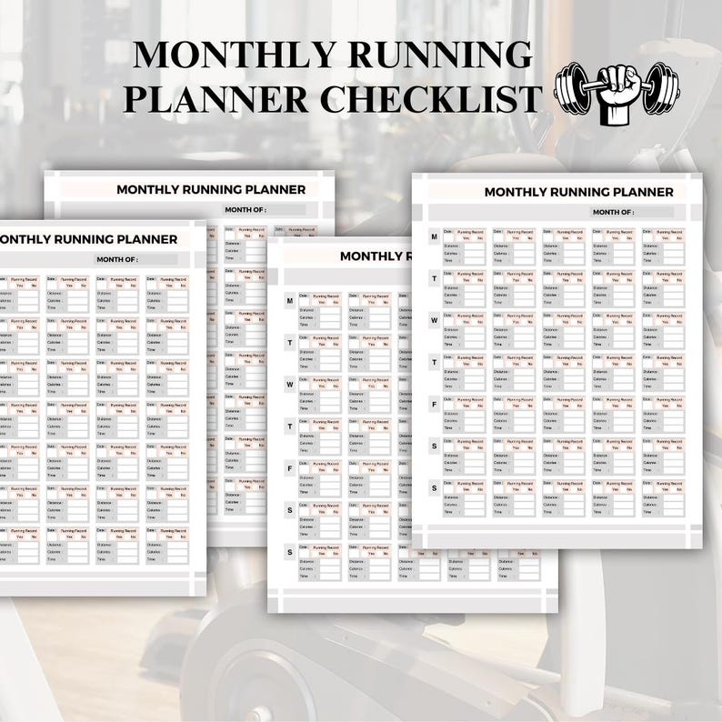 Monthly Running Planner: Fitness Log Book, Workout Tracker - Etsy