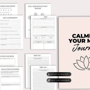 Calming Your Mind Journal, Mindfulness Planner, Self-care Diary, Mental ...
