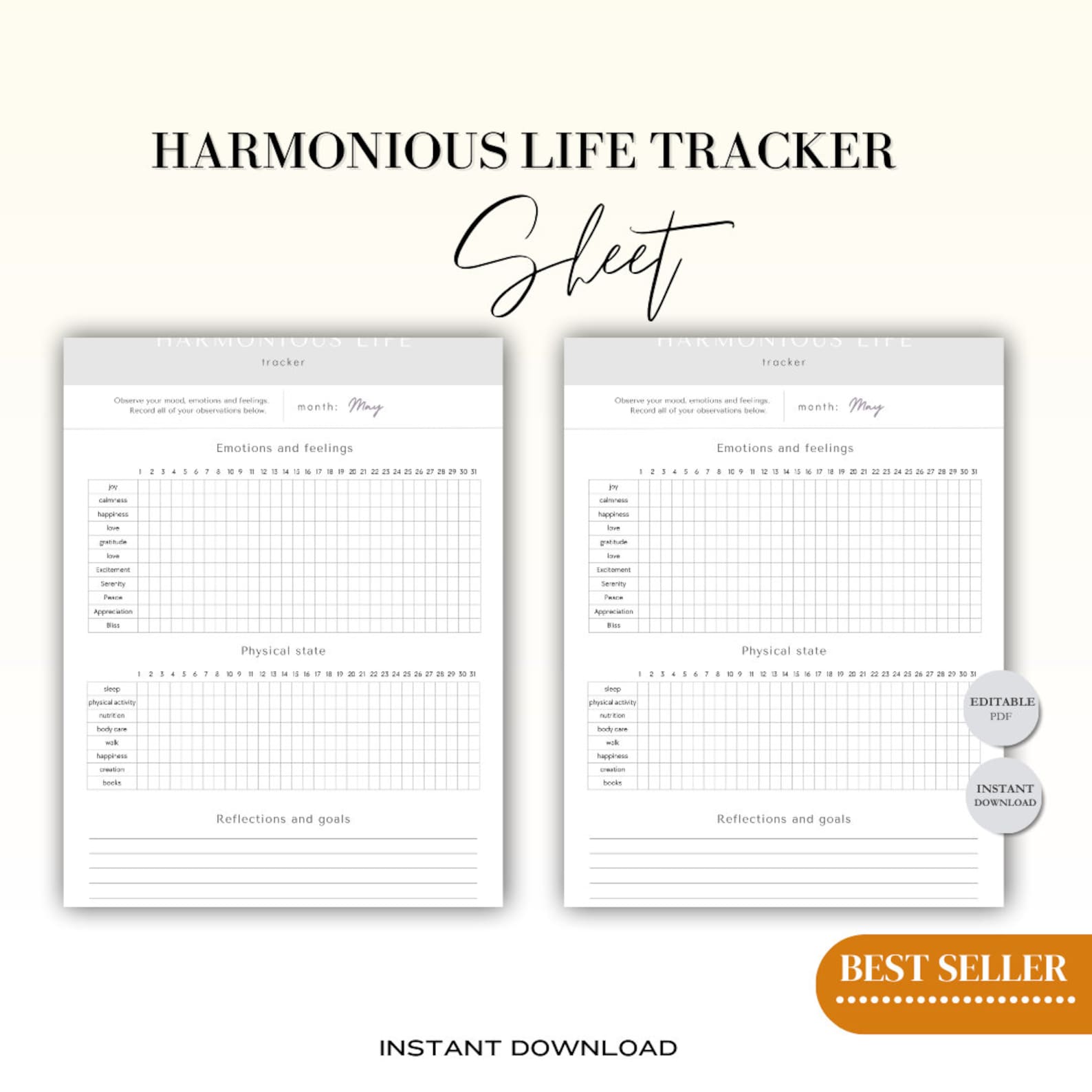 Elegant Mood Tracker Journal: Daily Emotion Diary (digital Download) - Etsy