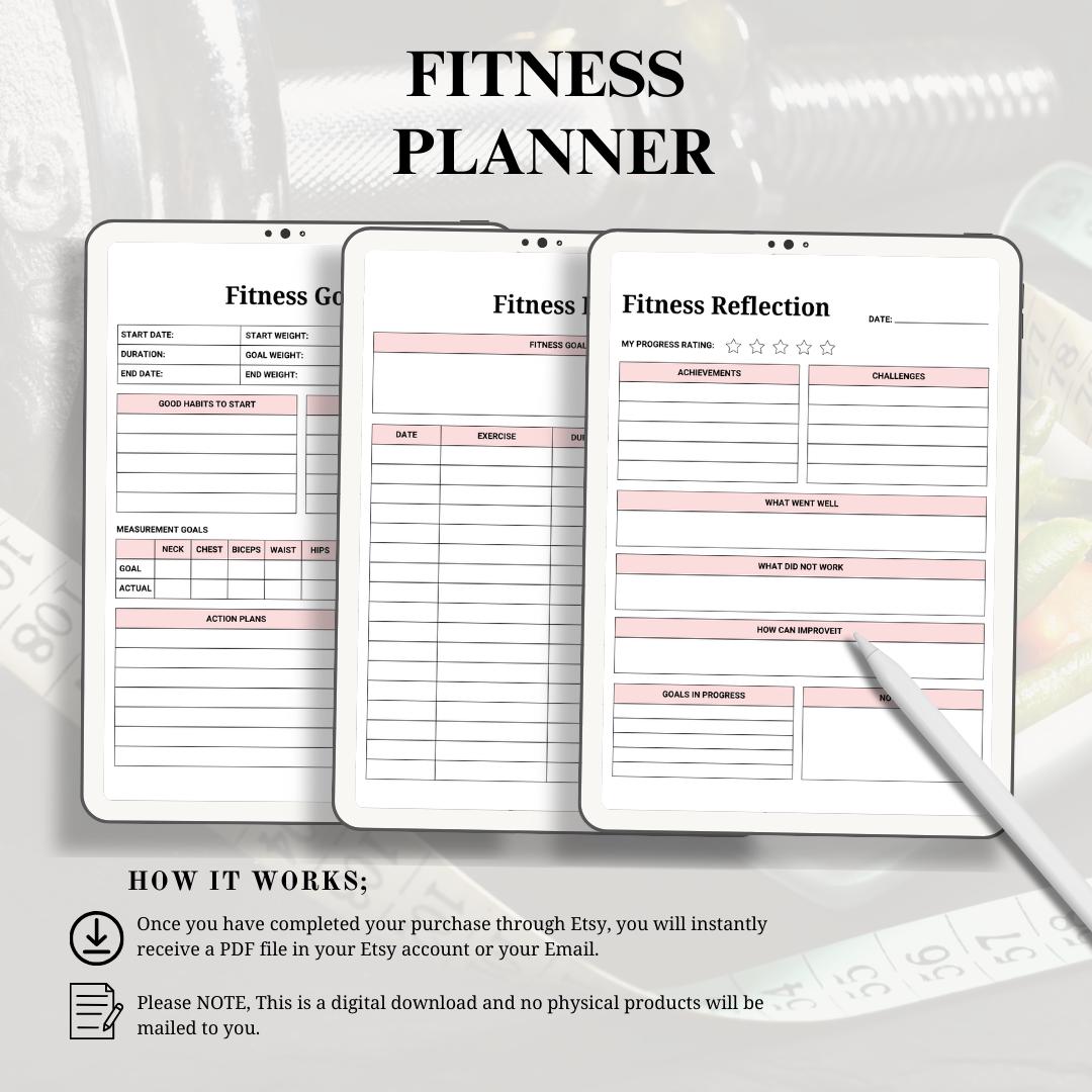 Fitness Planner, Workout Journal, Goal Tracker, Exercise Log, Health ...