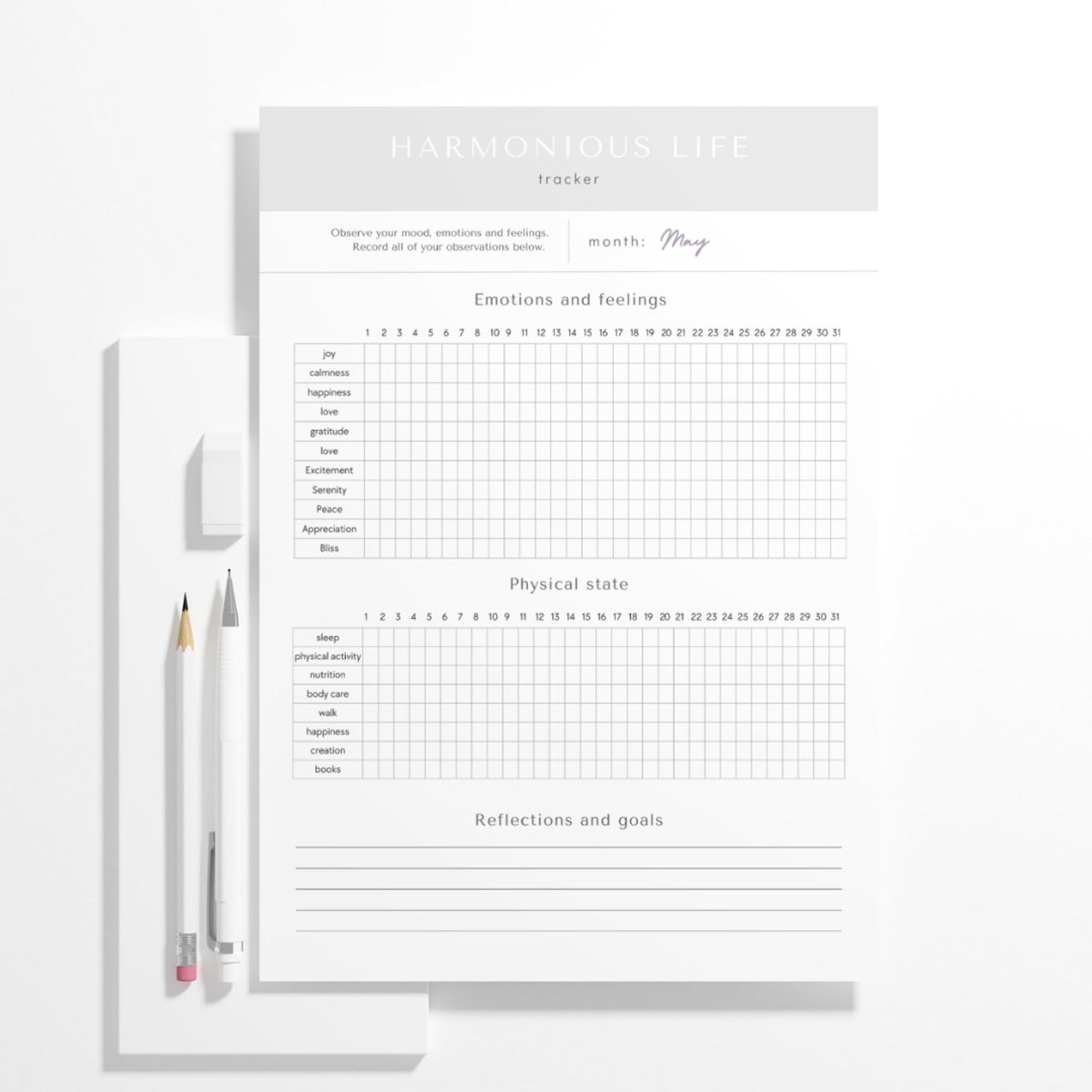Elegant Mood Tracker Journal: Daily Emotion Diary (digital Download) - Etsy