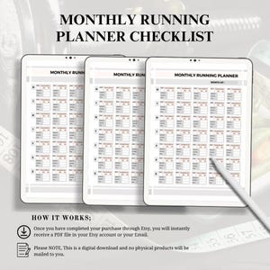 Monthly Running Planner: Fitness Log Book, Workout Tracker - Etsy