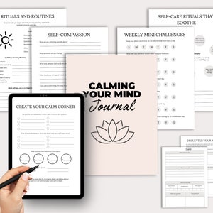 Calming Your Mind Journal, Mindfulness Planner, Self-care Diary, Mental ...
