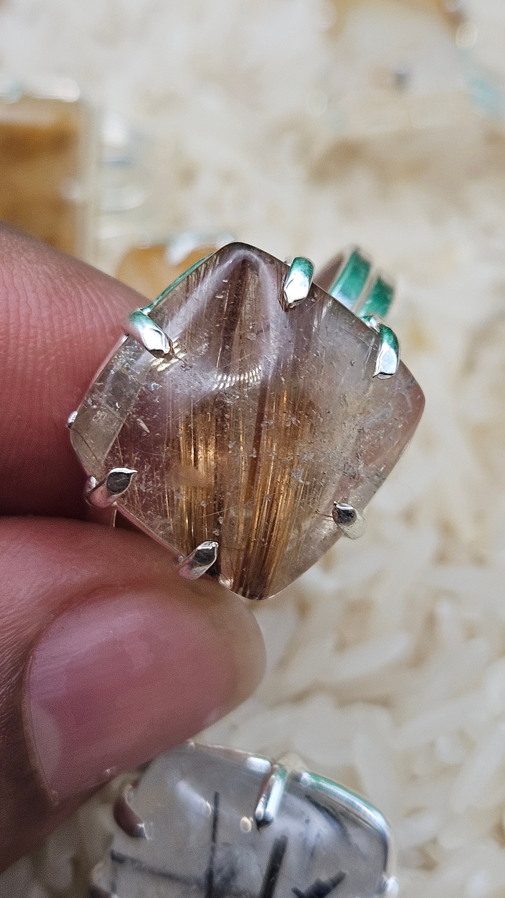 Adjustable Crystal Ring | Rutile, Golden Rutile, Amethyst, Golden ...