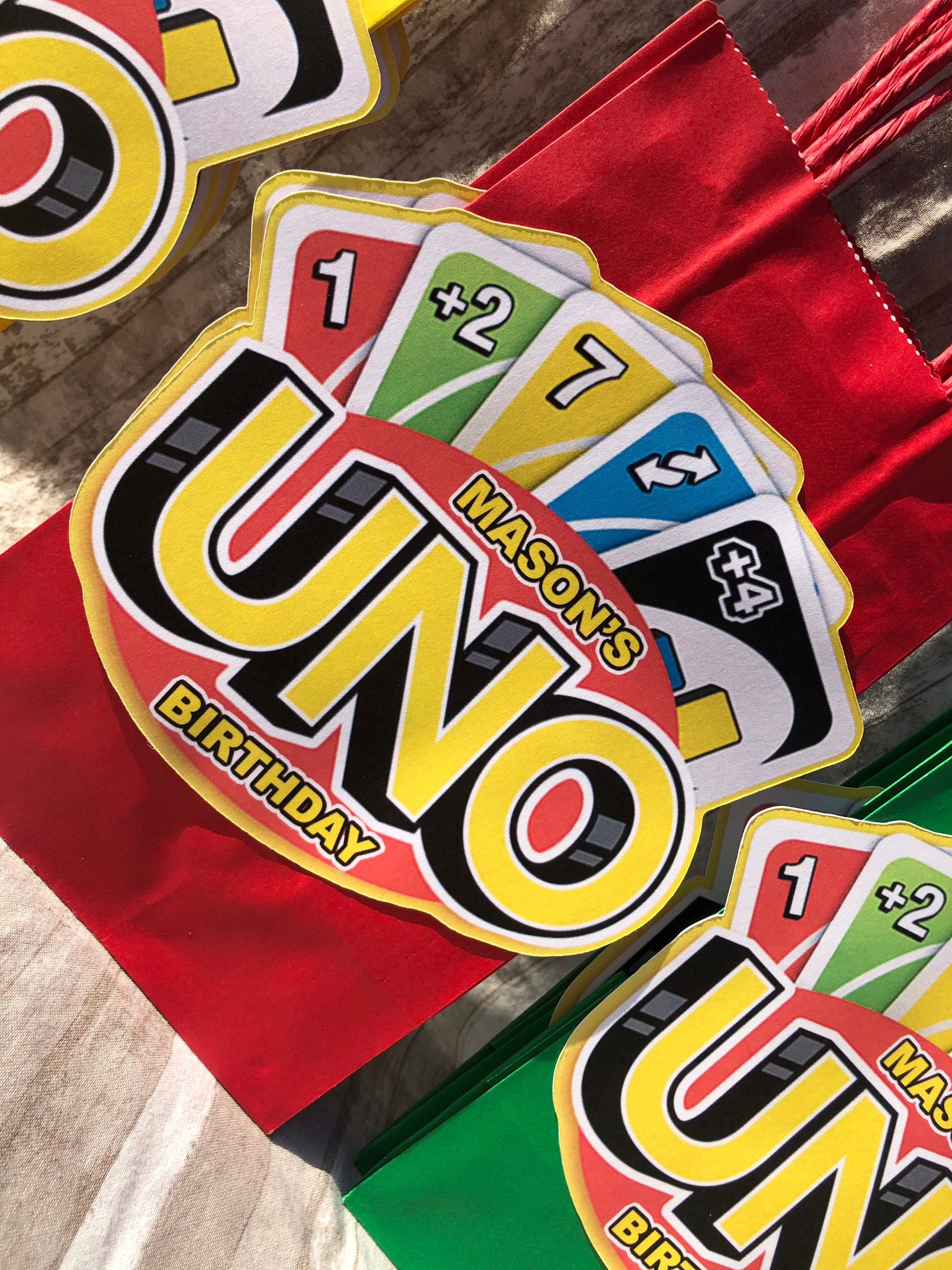 Inspired custom uno party bags | Etsy