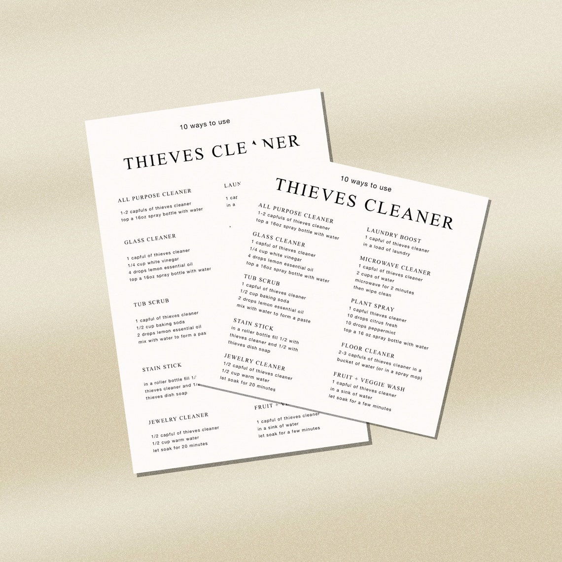 Download + Print Thieves Cleaner Uses Card | Minimal Thieves Cleaner ...