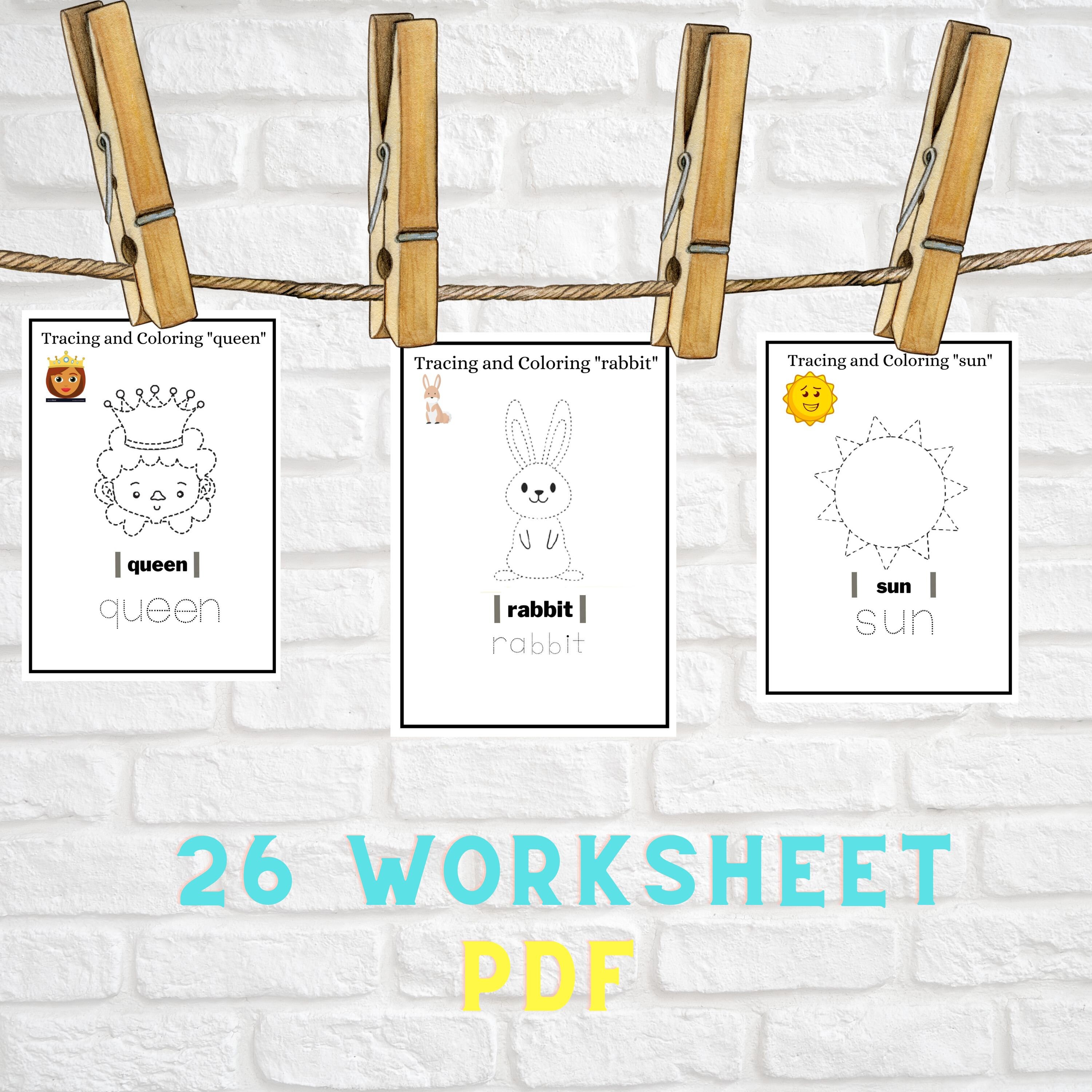 Color and Trace Worksheets 26 A-Z Alphabet Posters Large - Etsy
