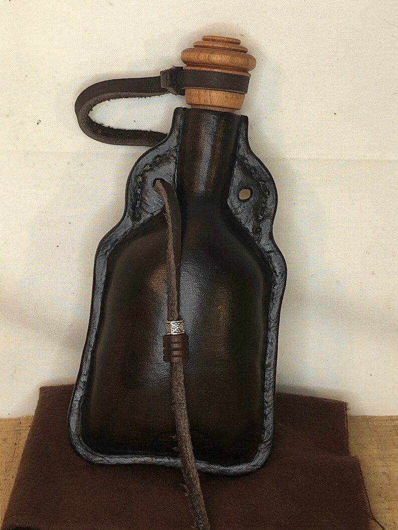 Bell Shaped Leather Flask Leather Bottle Leather Wineskin | Etsy