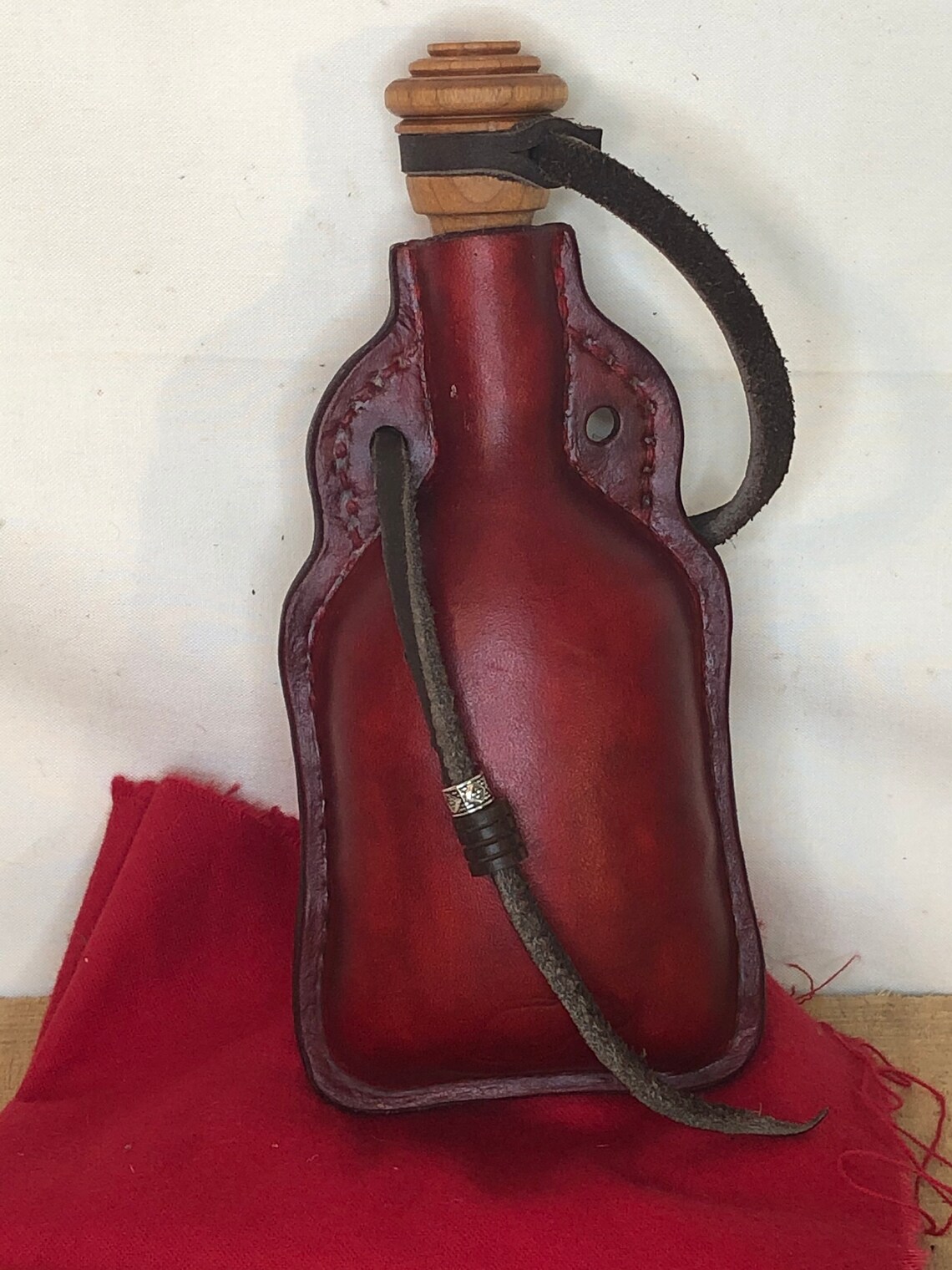 Bell Shaped Leather Flask Leather Bottle Leather Wineskin | Etsy