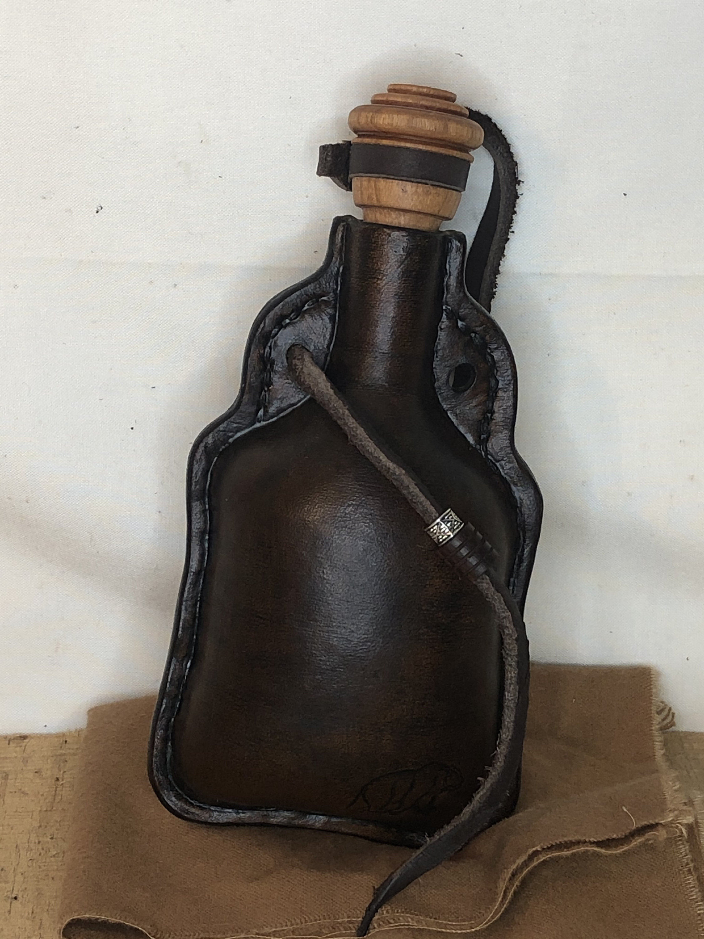 Bell Shaped Leather Flask Leather Bottle Leather Wineskin | Etsy