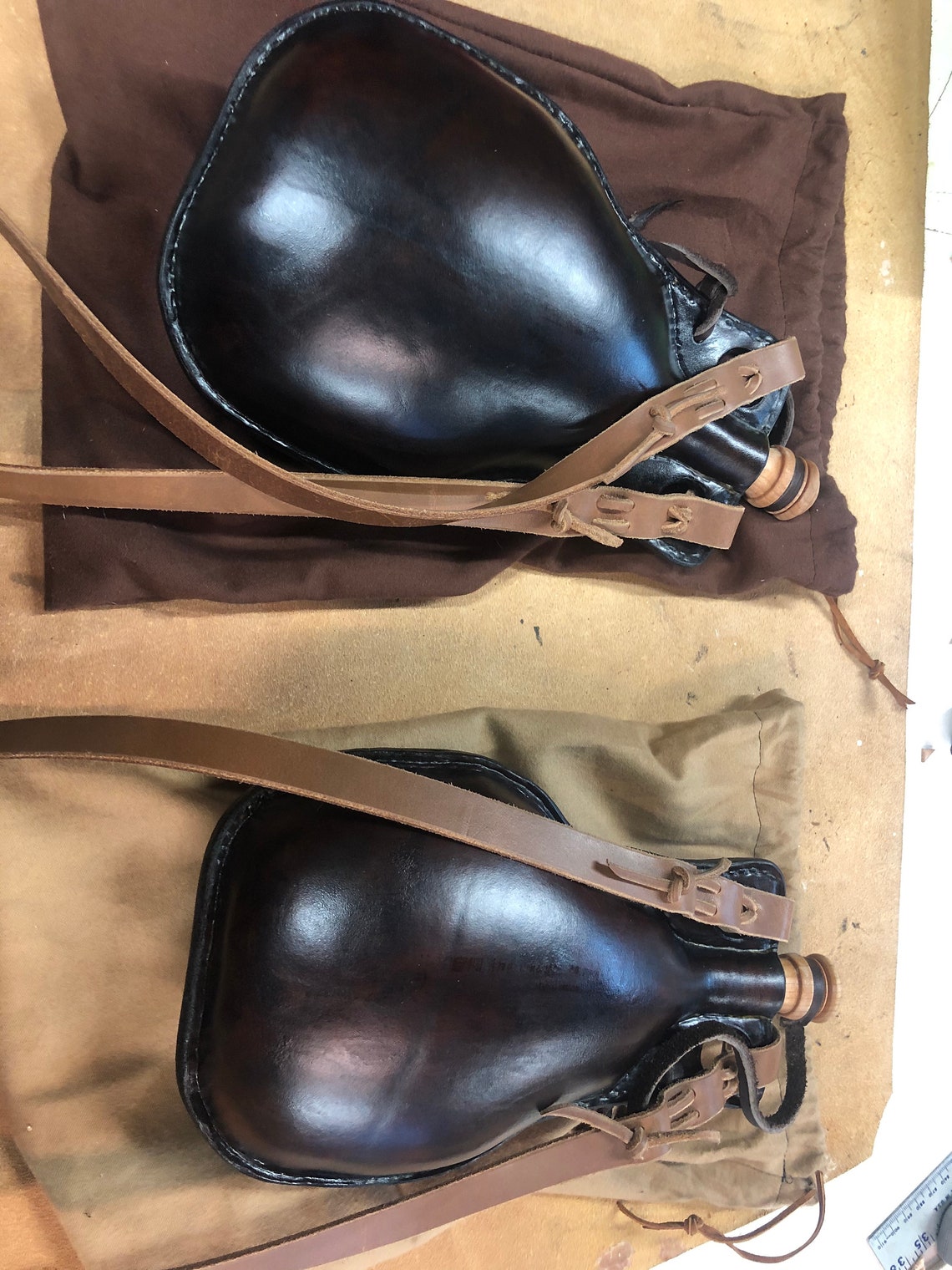 Round Leather Water Skin Leather Bottle Leather Wineskin | Etsy UK