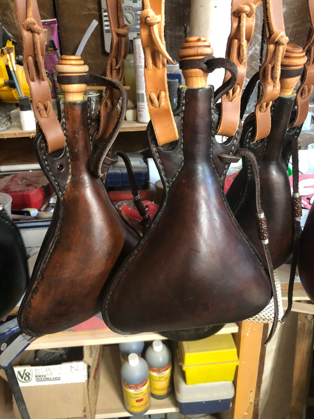 Triangular Leather Water Skin, Leather Bottle, Leather Wineskin - Etsy