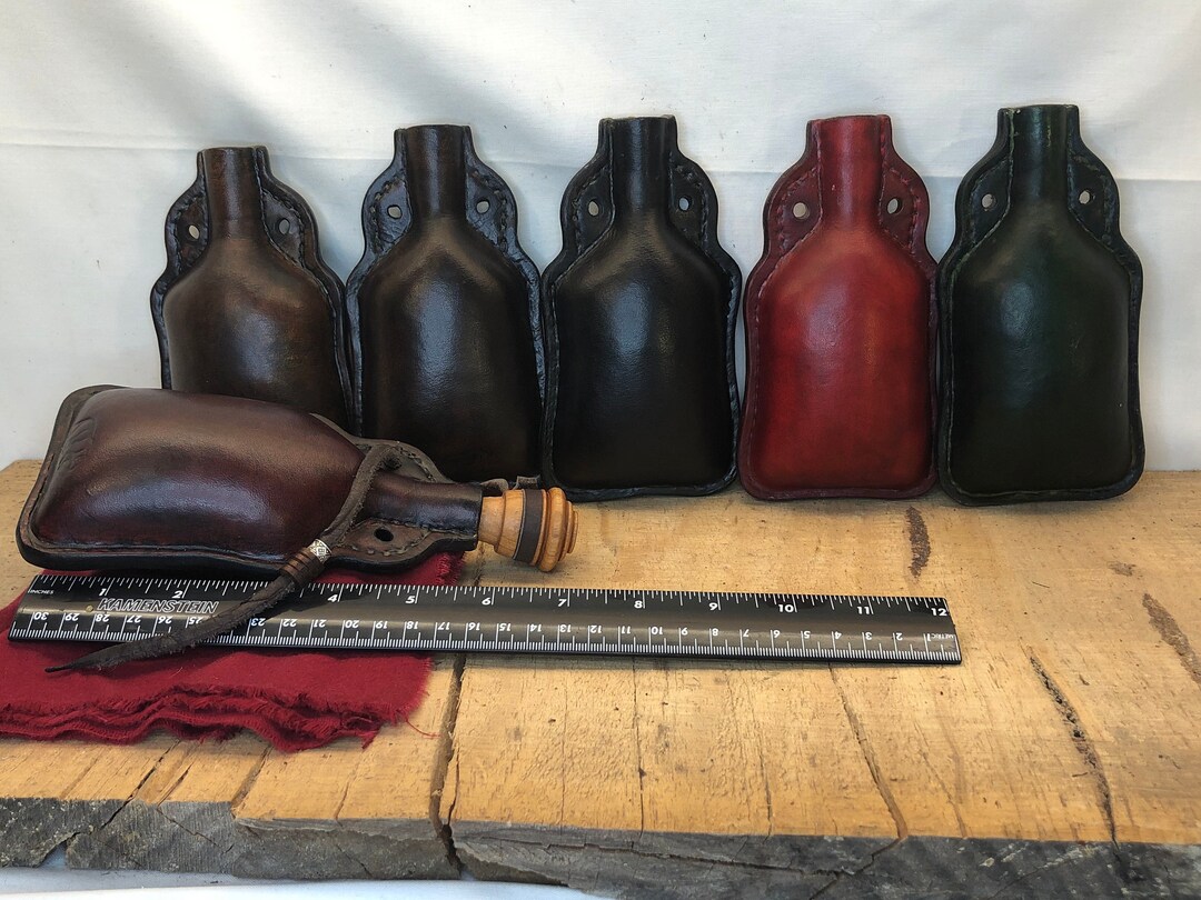 Bell Shaped Leather Flask, Leather Bottle, Leather Wineskin - Etsy