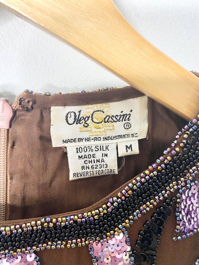 Oleg Cassini Brown Black Sequin Top Women's Size M Vintage Metallic Floral - Etsy