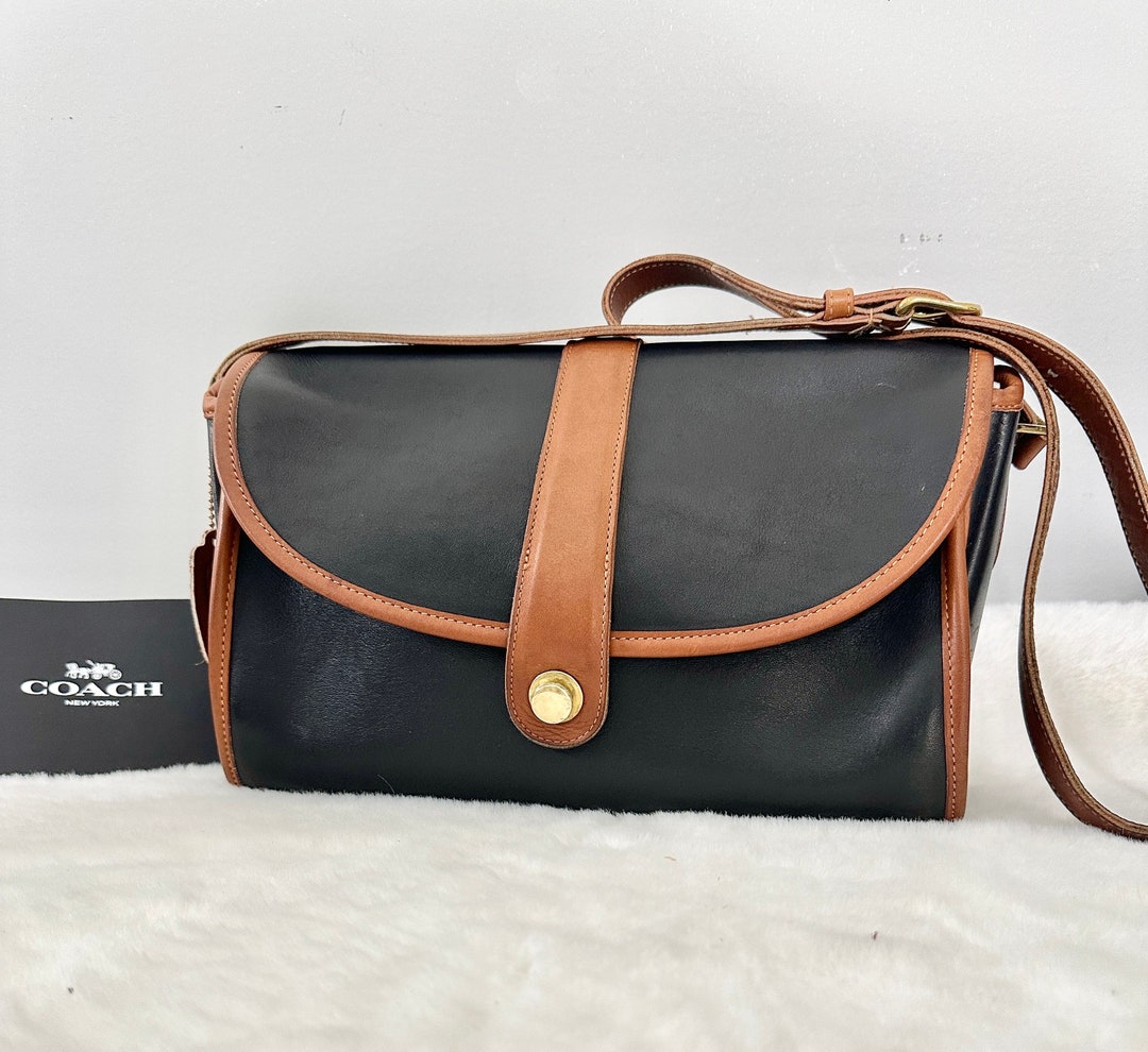 Rare Vintage Coach Spectator Roll Bag Navy/british Tan Leather ...