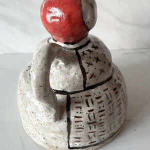 Handmade POTTERY COVERED DOME Cheese / Butter Lady Folk Art Lid Glazed ...