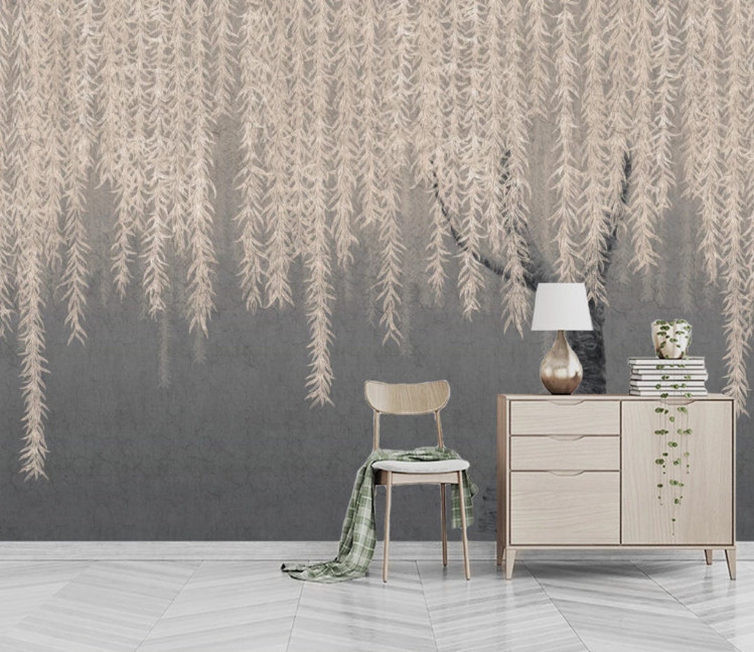 Fabric Peel and Stick Removable Clinging Wheat Flower Modern Wallart ...