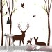 Birch Tree Deer Wall Mural: Peel and Stick Fabric Decal - Etsy