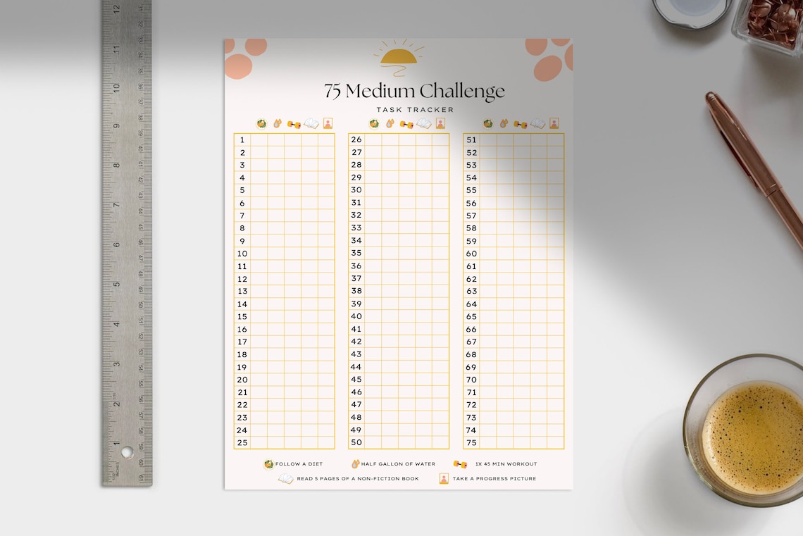 75 Medium, 75 Medium Challenge Tracker, 75 Medium Instant Digital or ...