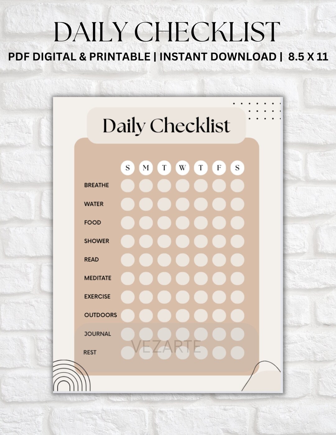 Wellness Daily Accountability Checklist | Wellness Weekly Checklist ...