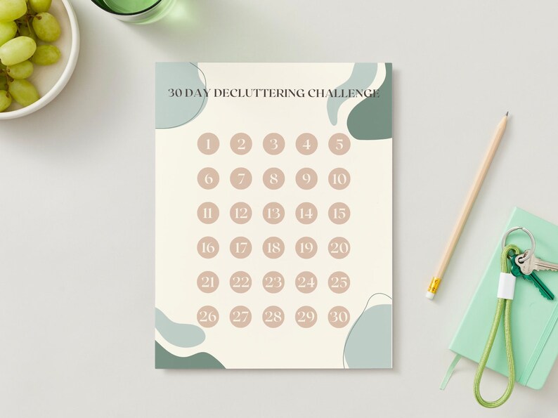 30 Day Decluttering Challenge/checklist, Minimalism Challenge ...