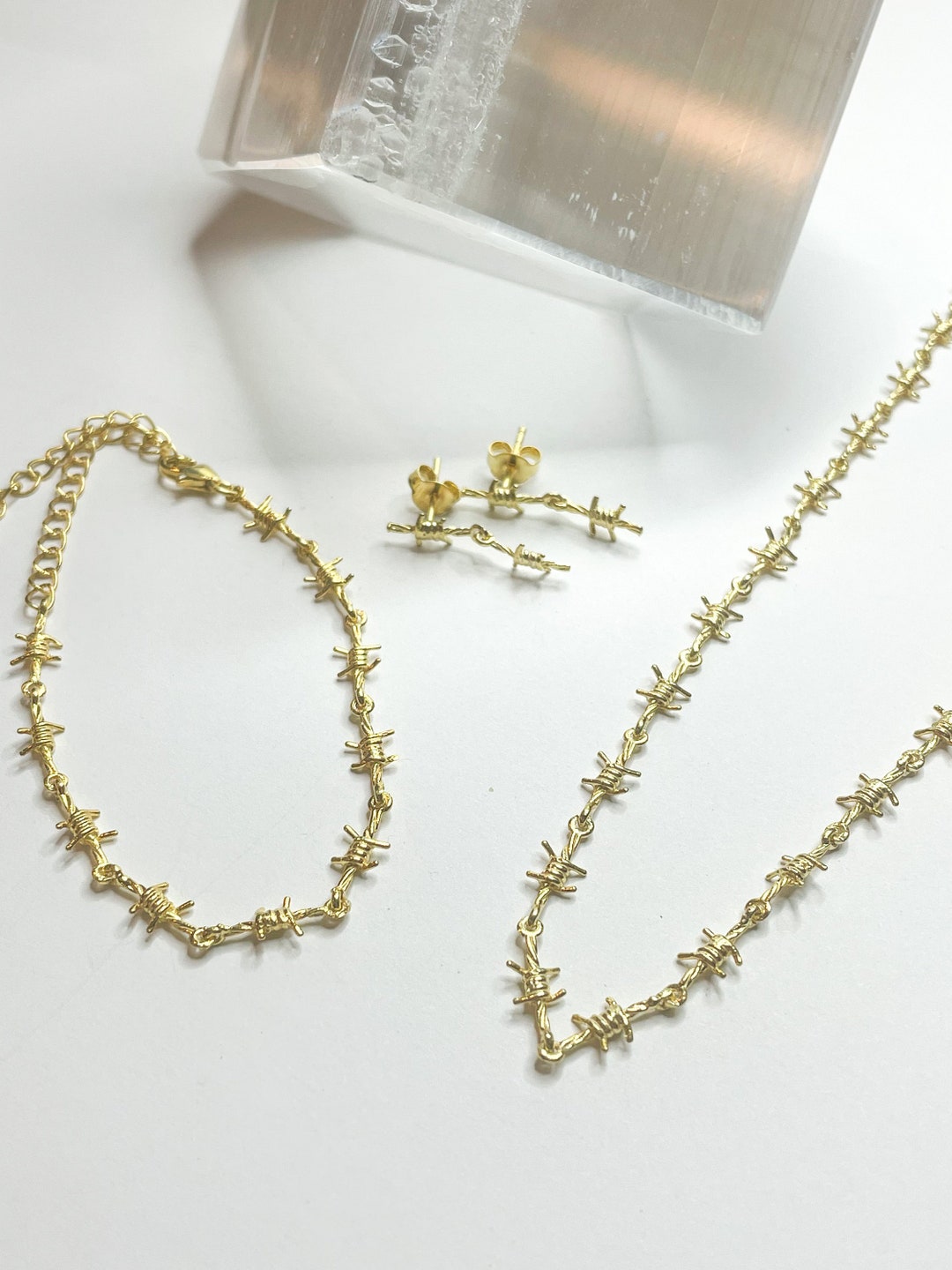 Barbed Wire Necklace-gold Solid Sterling Silver - Etsy