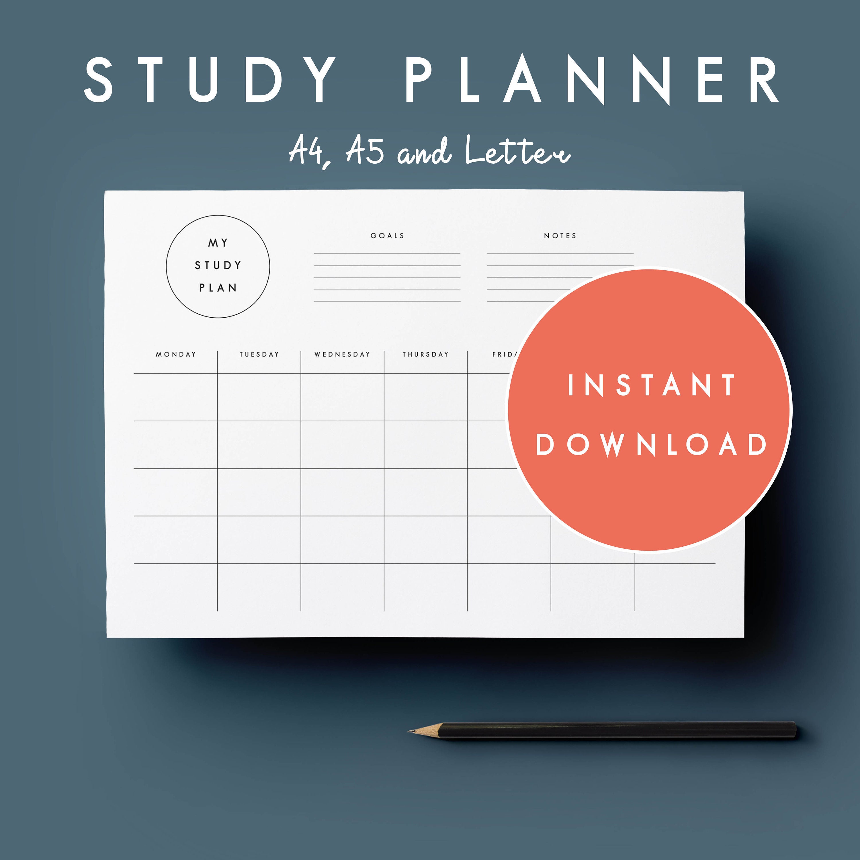 Student Planner Weekly Study Planner Printable Student Etsy
