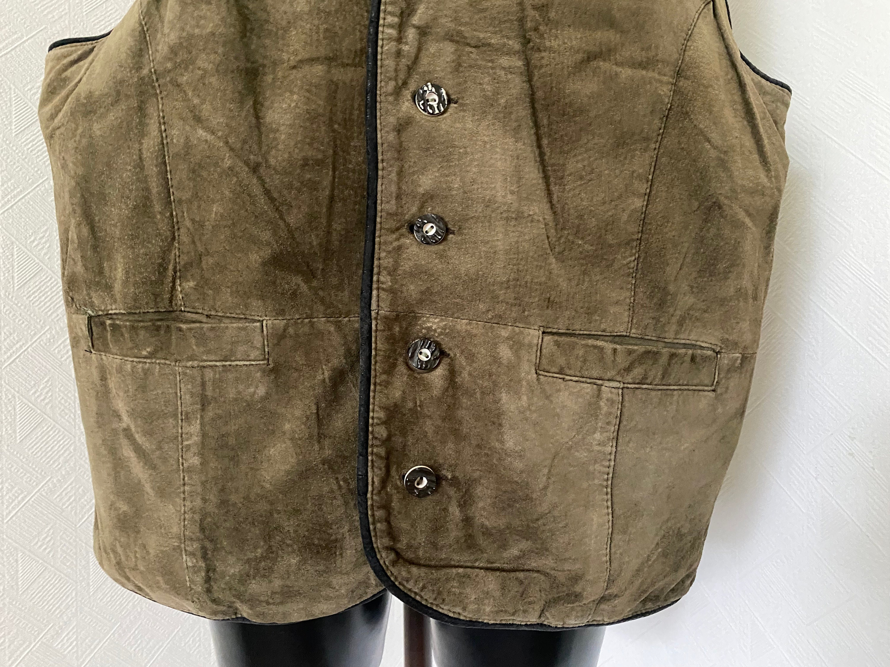 Dirndl Nordic Suede Leather Brown Men's Loden Vest Traditional Folk ...