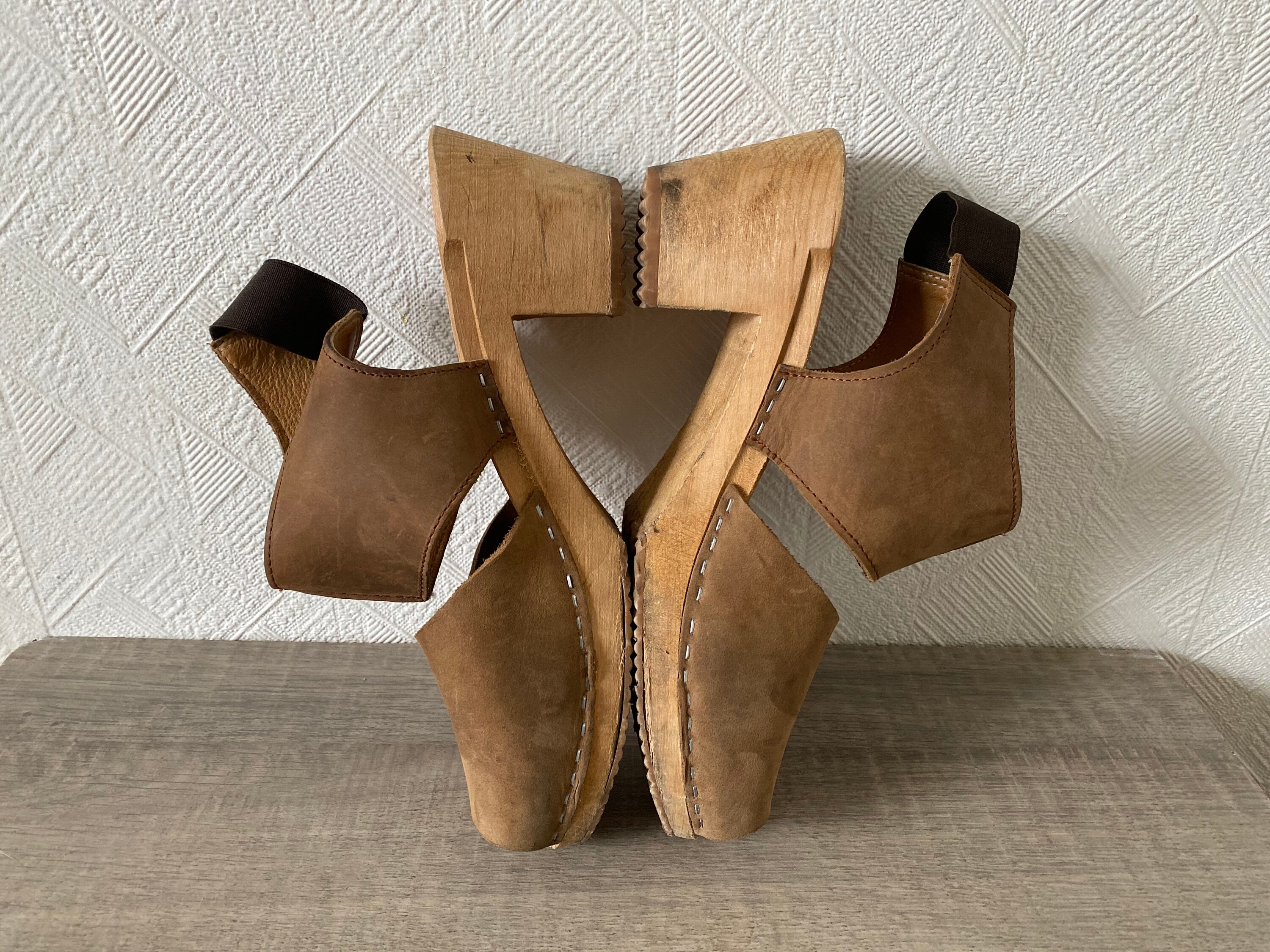 70s Moheda Clogs Made in Sweden Shoes Open Toe Clogs Brown Leather ...