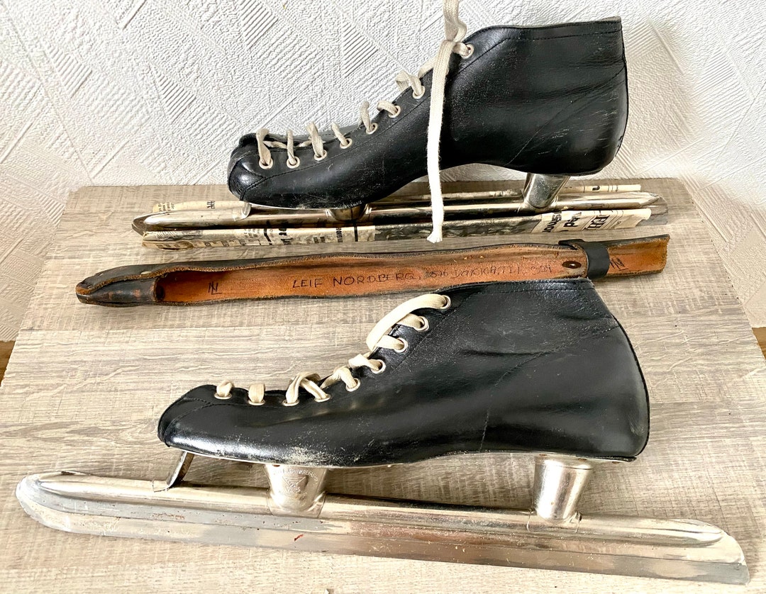 Vintage 60's Ballangrud Norwegian Racer Speed Skates Black Leather Men ...