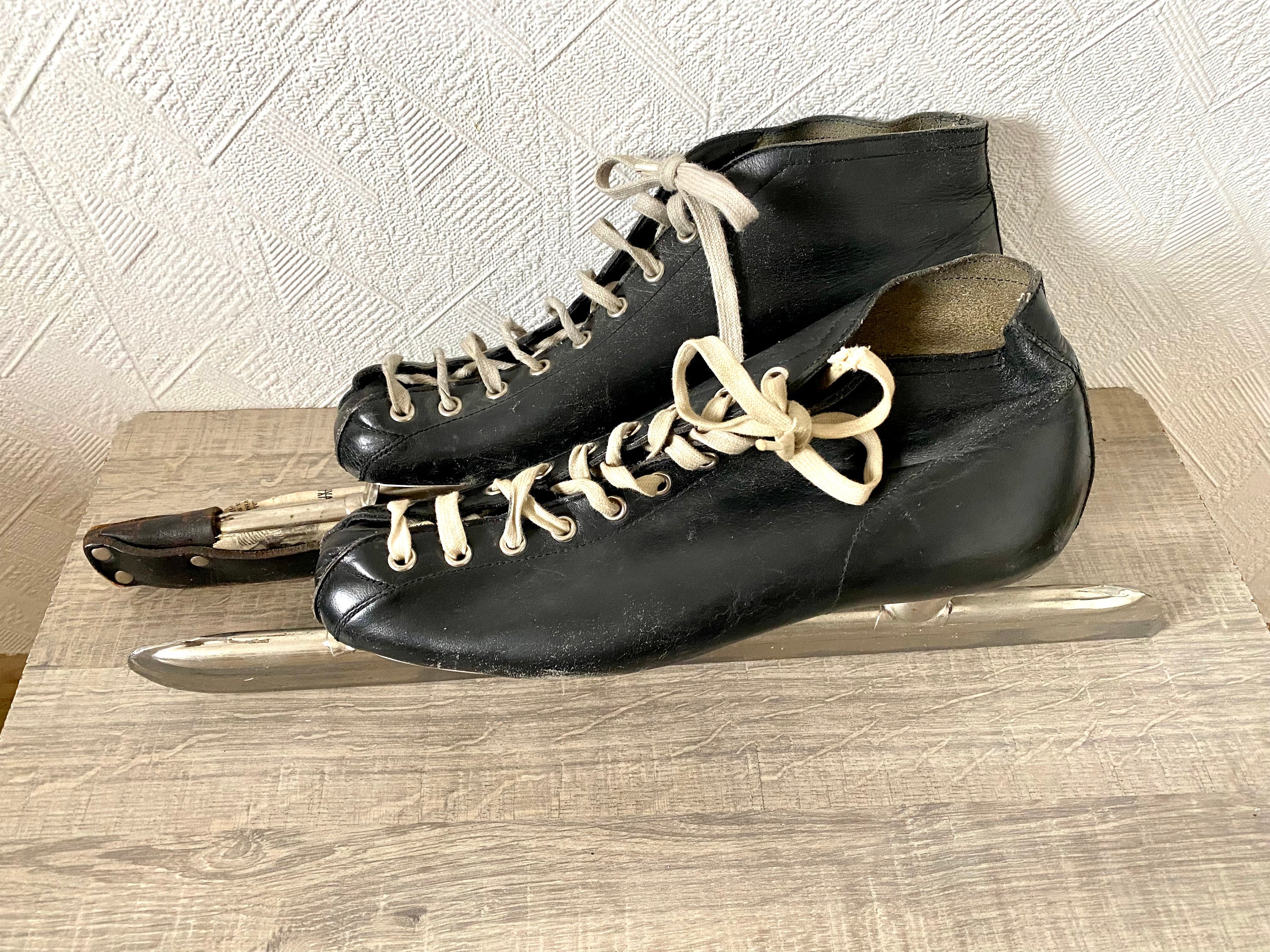 Vintage 60's Ballangrud Norwegian Racer Speed Skates Black Leather Men ...