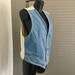 Vest Denim Vest Blue Denim Beige Back Side Unisex V Neckline Vest ...