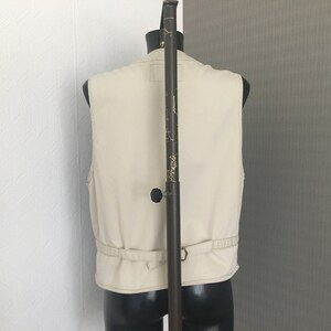 Vest Denim Vest Blue Denim Beige Back Side Unisex V Neckline Vest ...